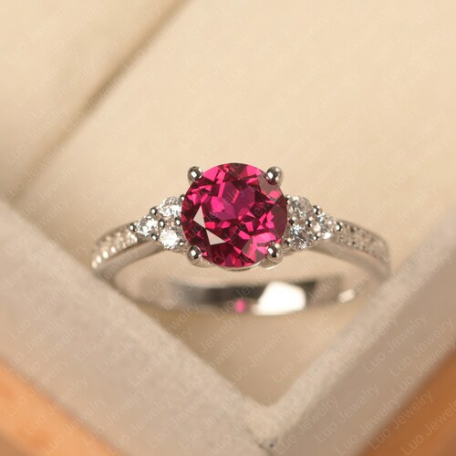 Red Ruby Ring Emerald Cut Red Stone Ring July Birthstone - Etsy