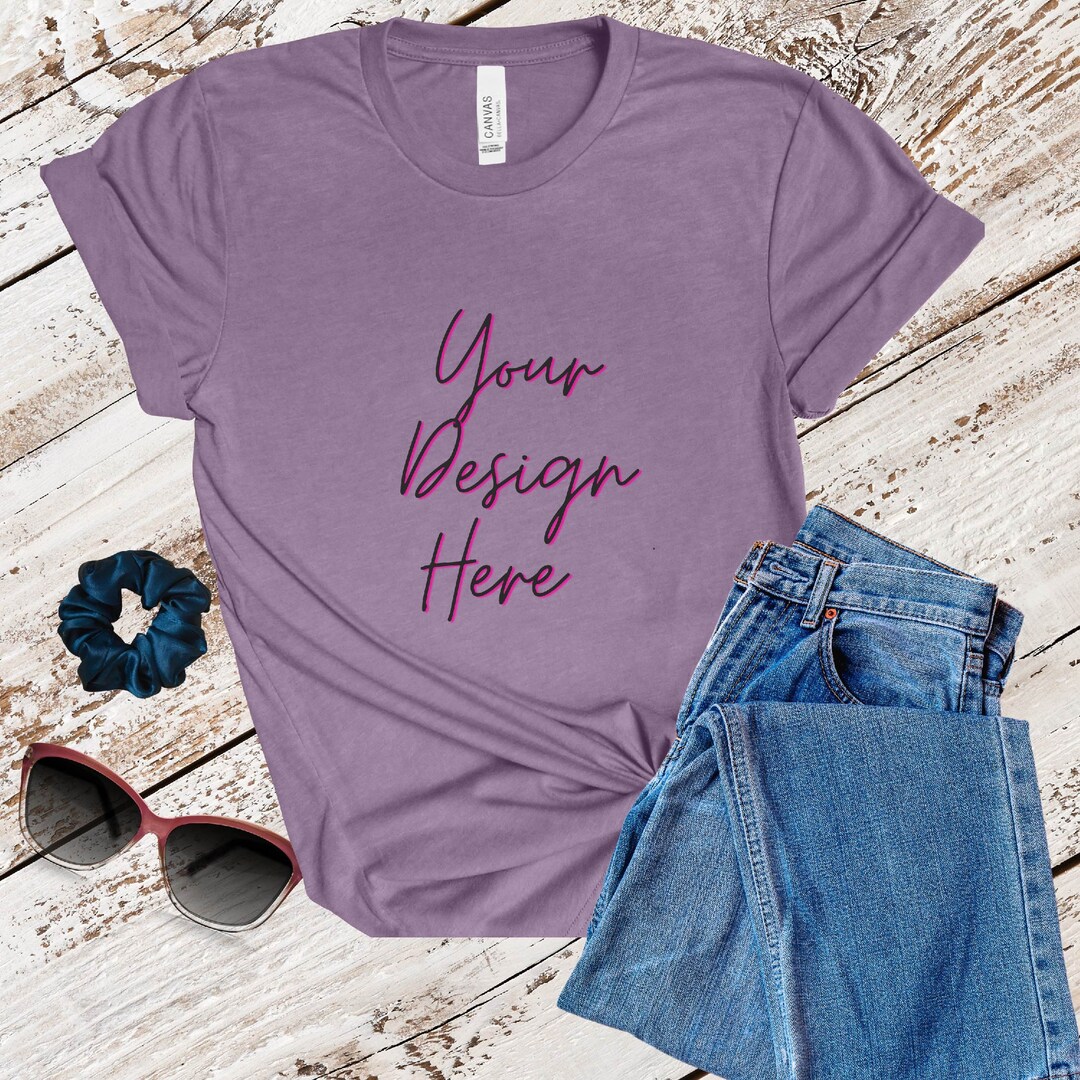 Heather Purple Bella Canvas 3001 Mockup, Tshirt Flat Lay Mockup, 3001 ...