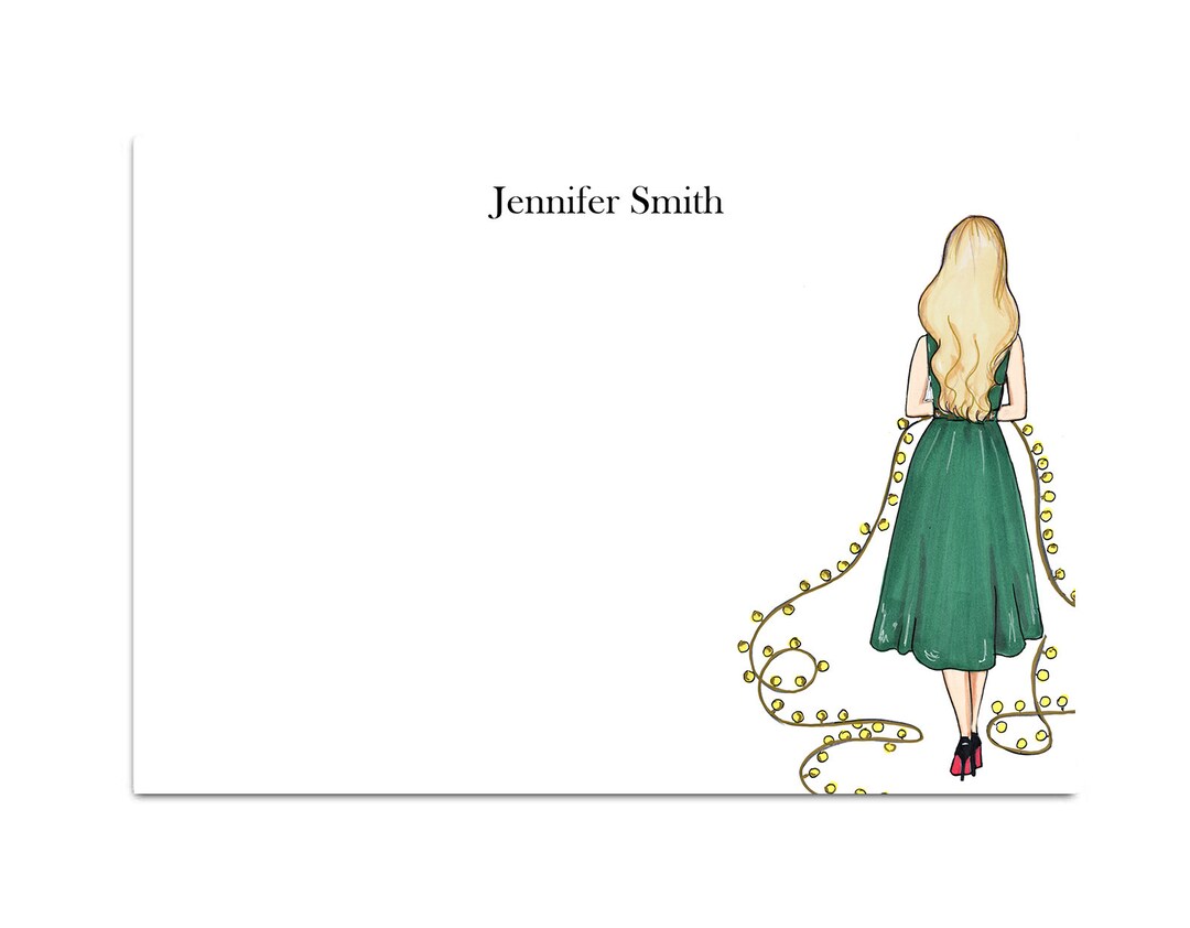 Custom Stationery Cards Christmas Lights, A Note From, Personalized ...