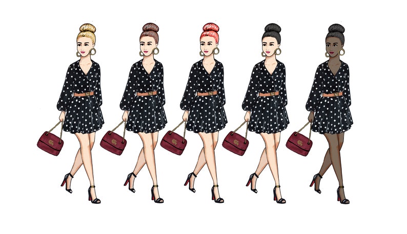 Polka Dot Dress Fashion Illustration Print Polka Dot Girl | Etsy