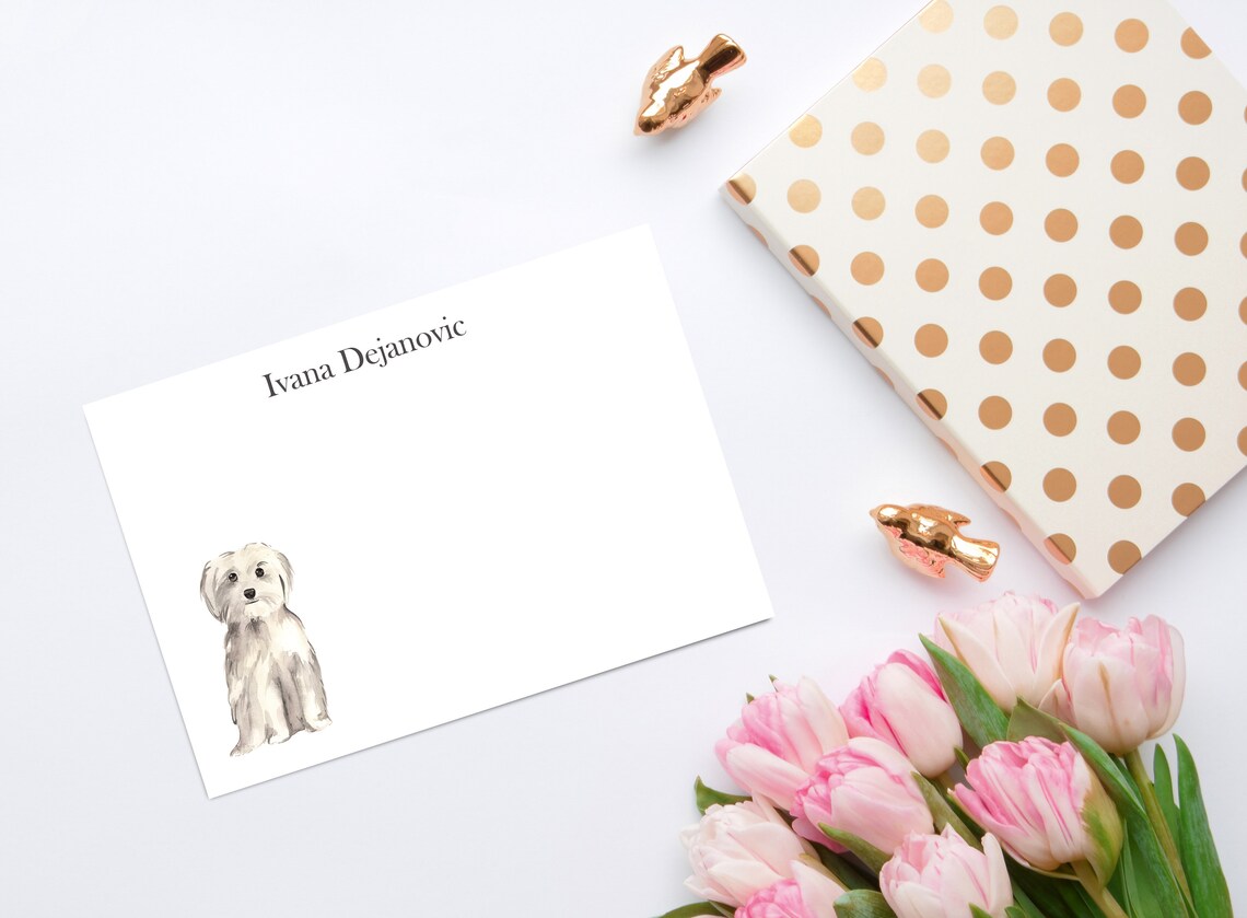 Maltese Stationery Stationary Set Note Cards Personalized - Etsy