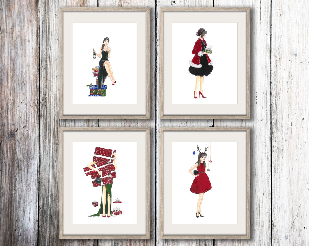Instant Download Christmas Set Fashion Illustrations Printable Holiday ...