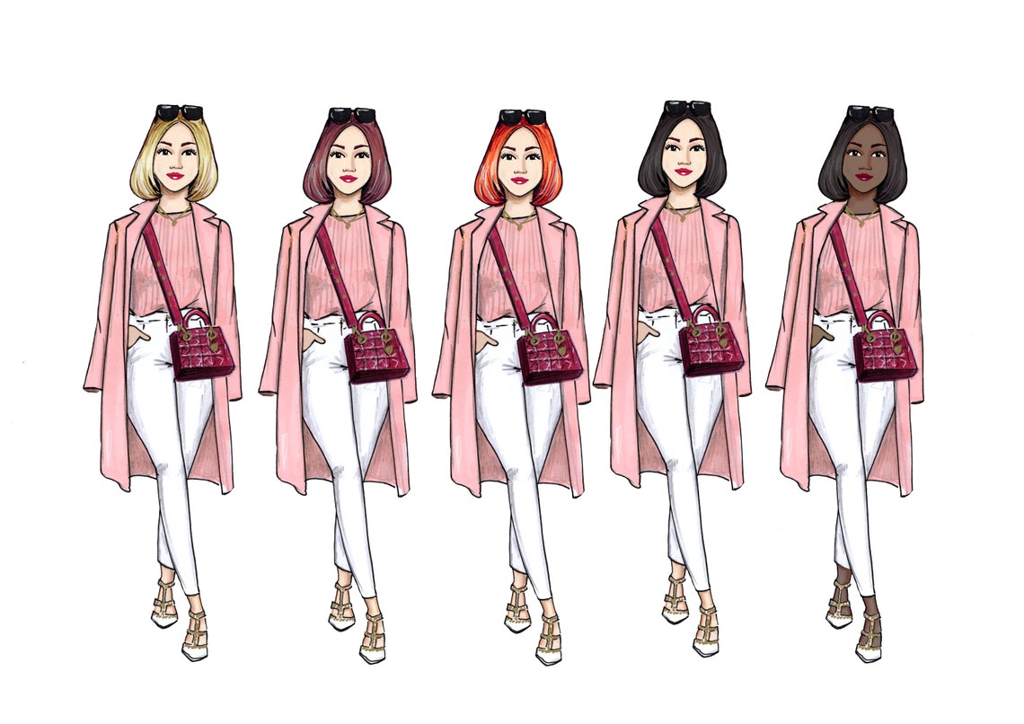 Stylish Lady Fashion Illustration Print Fashion Wall Art | Etsy