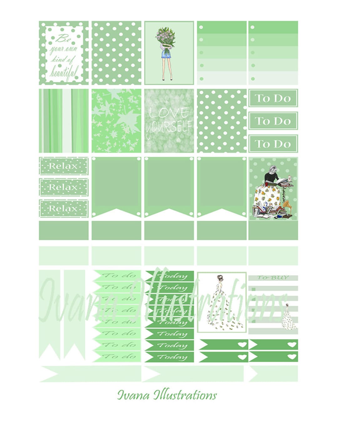 Green Printable Planner Sticker 3 Jpeg Printable Green Sticker Planner ...