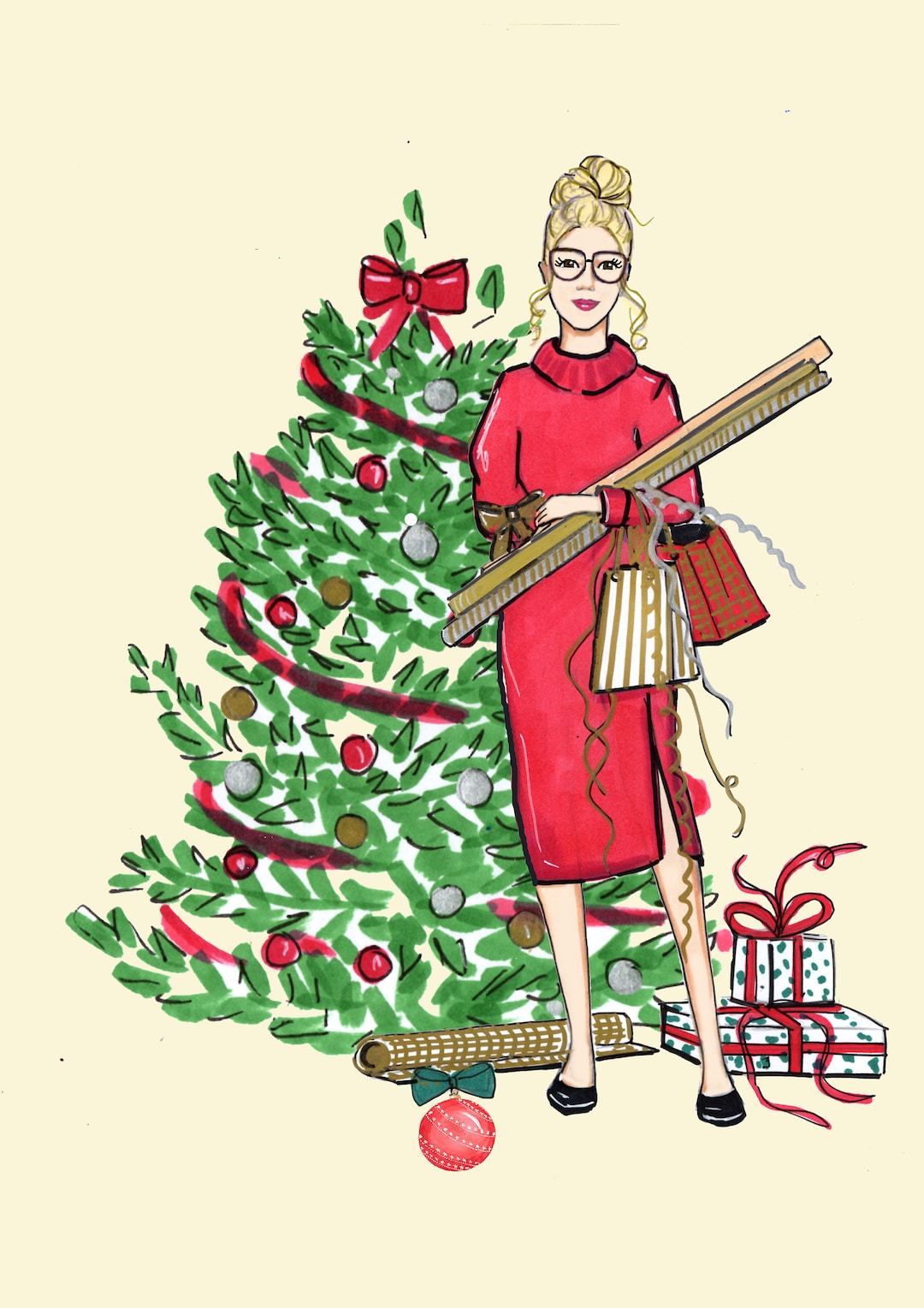 Custom Christmas Portrait / Portrait Holiday Card / Custom - Etsy