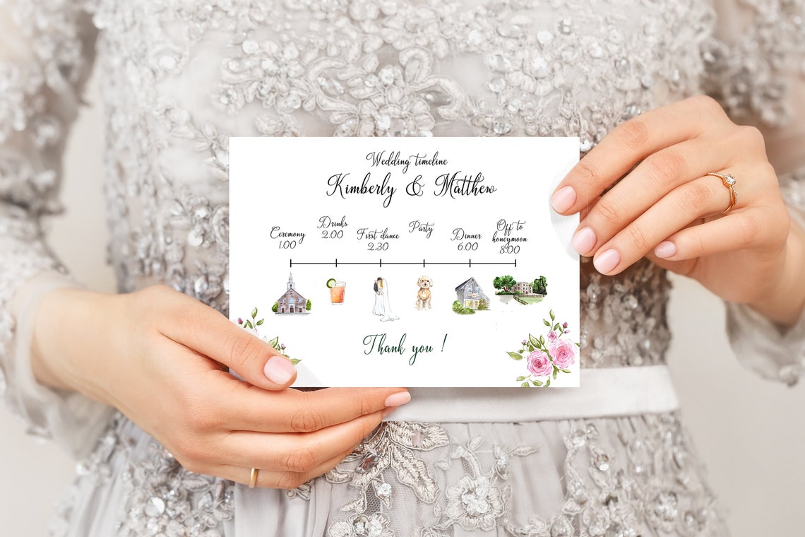 Custom Wedding Timeline Custom Watercolor Timelinewedding - Etsy