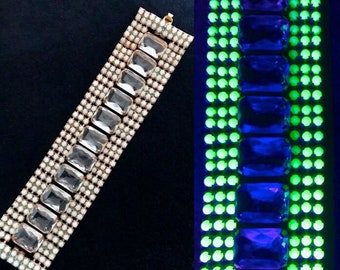 VASELINE URANIUM Glass Art Deco Style Bracelet, Carnival Pageant Old ...