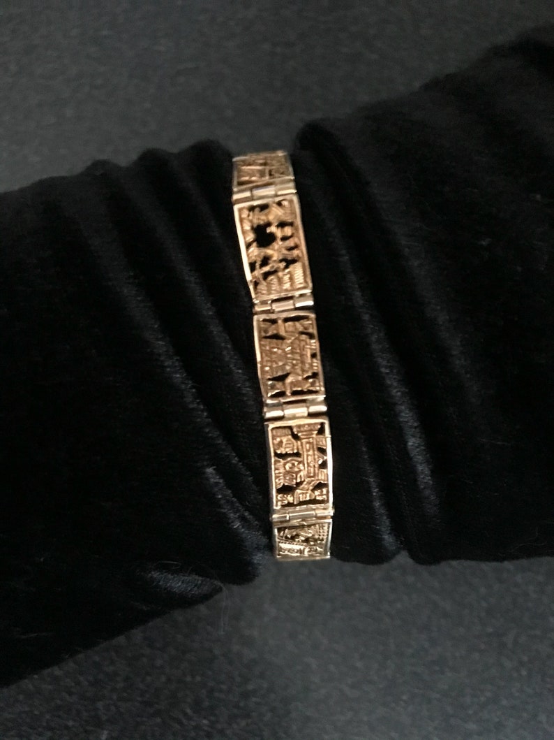 Rare 18K Solid Gold Bracelet 25g, Vintage 1940s Peruvian Artisan Panel ...