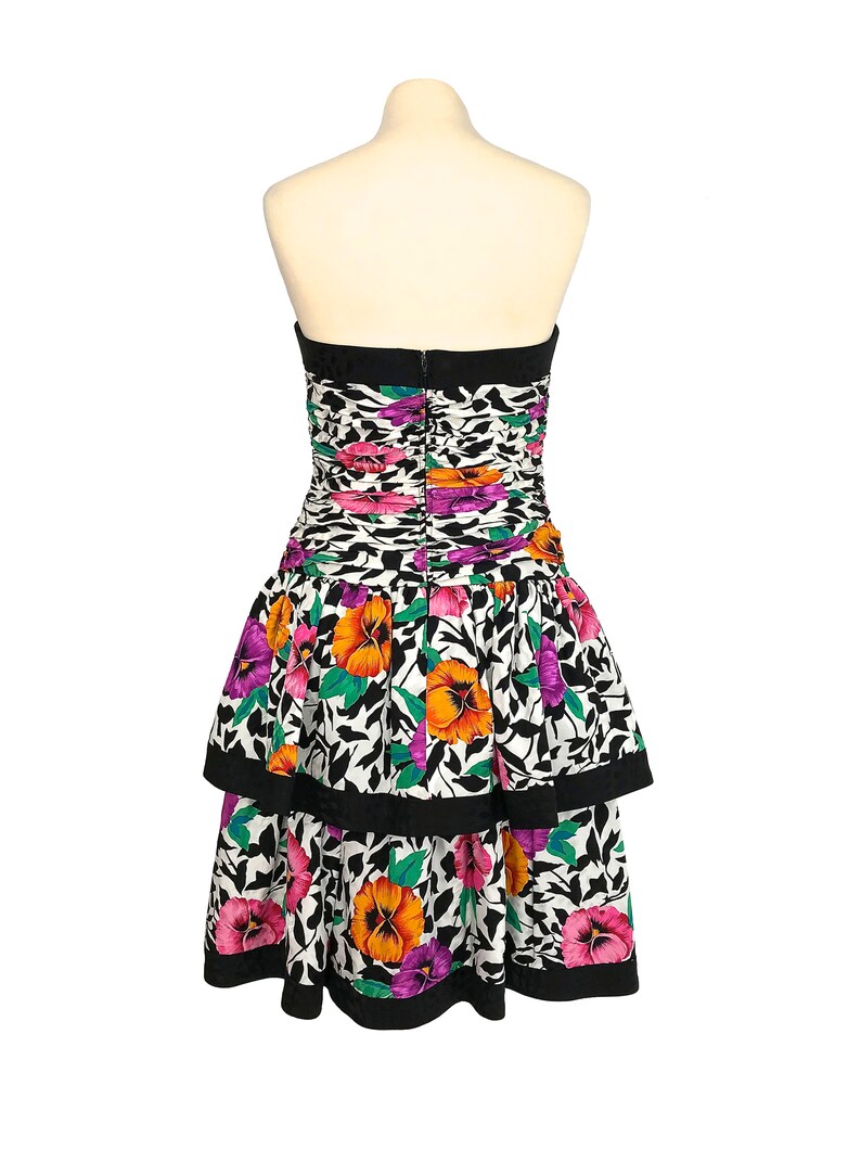 80s 100% Moire Silk A. J. Bari Ra-ra Dress Tropical Hawaiian - Etsy