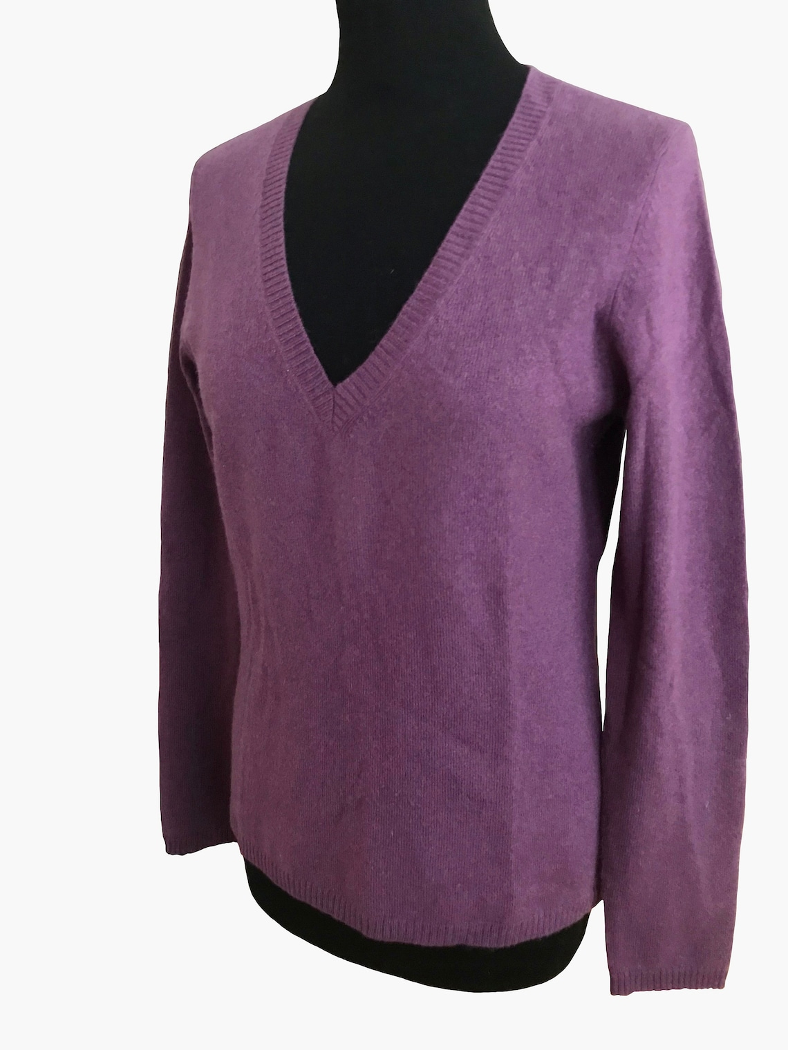 100% Cashmere Purple Heather Sweater Pullover V-Neck Vintage | Etsy