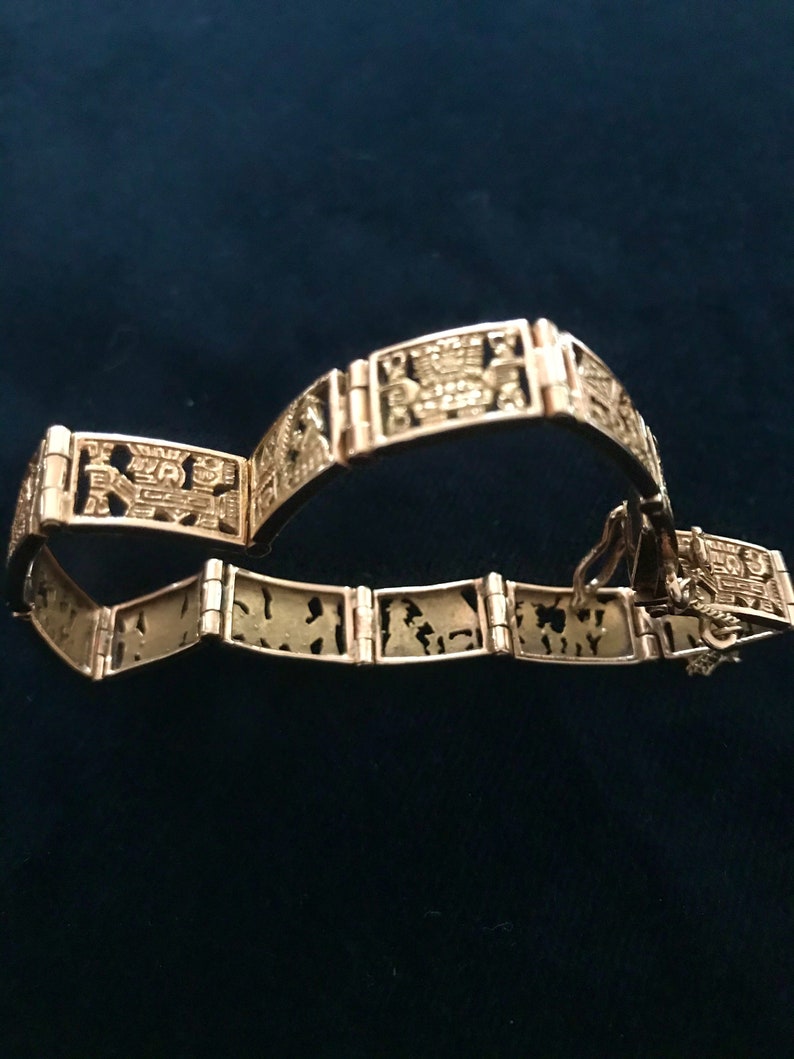 RARE 30s-40s Peruvian 18k Solid Gold Filigree Link Bracelet, Estate ...