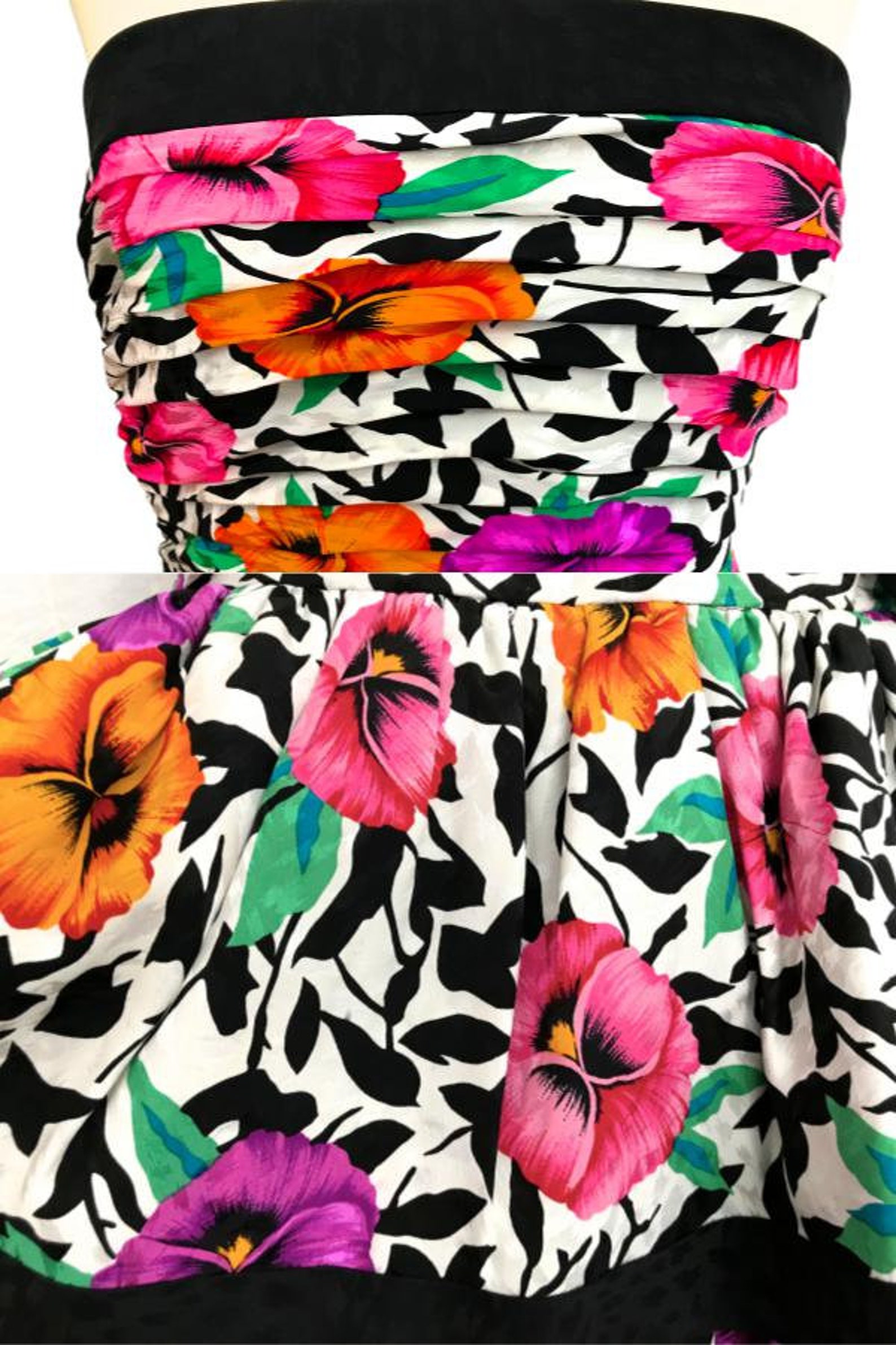 80s 100% Moire Silk A. J. Bari Ra-ra Dress Tropical Hawaiian - Etsy