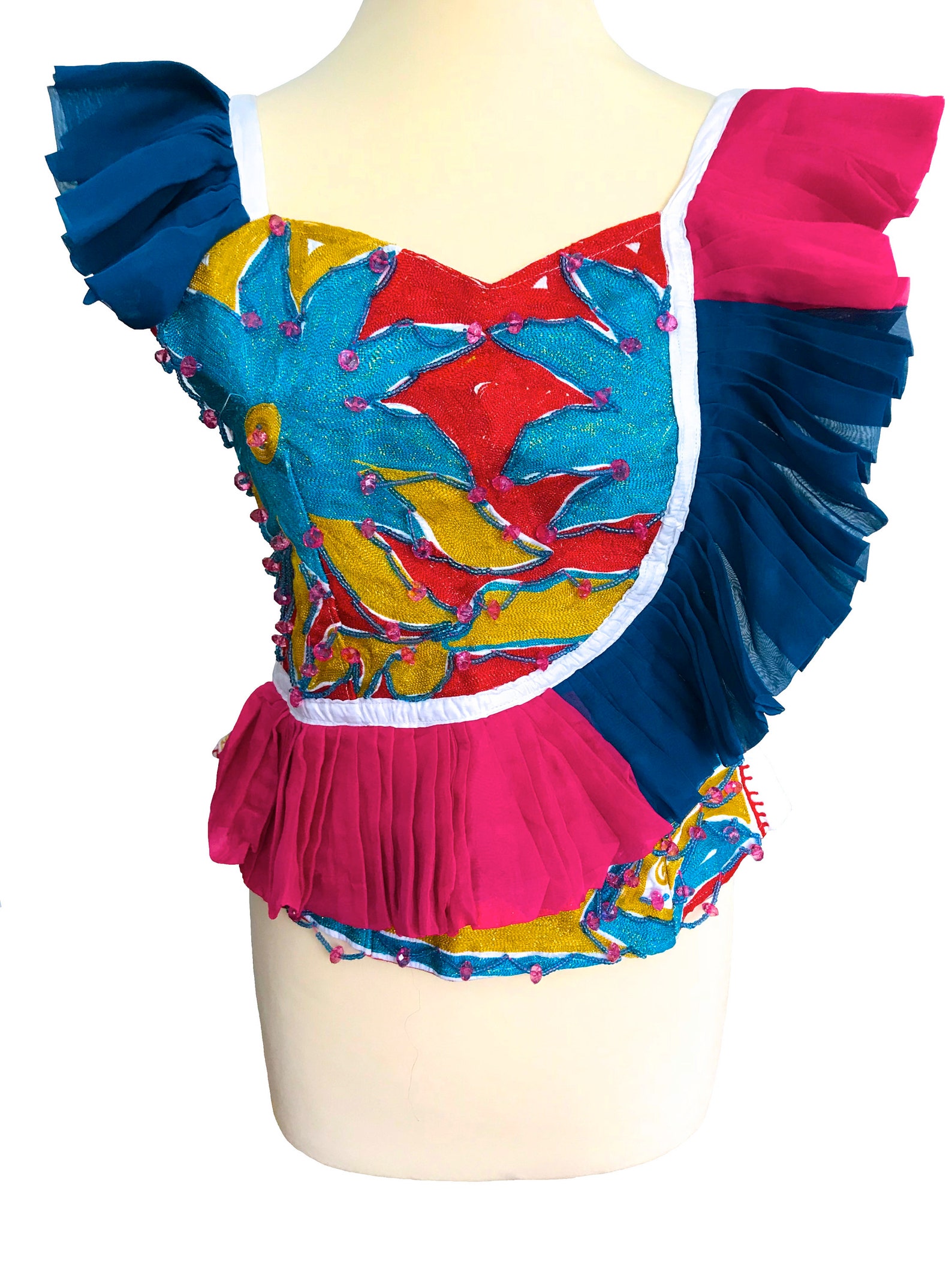 70s French Vintage Carnival Pageant Top Embroidered Colourful | Etsy