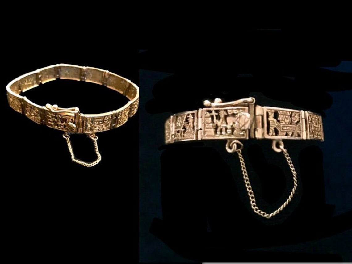 RARE 30s-40s Peruvian 18k Solid Gold Filigree Link Bracelet, Estate ...