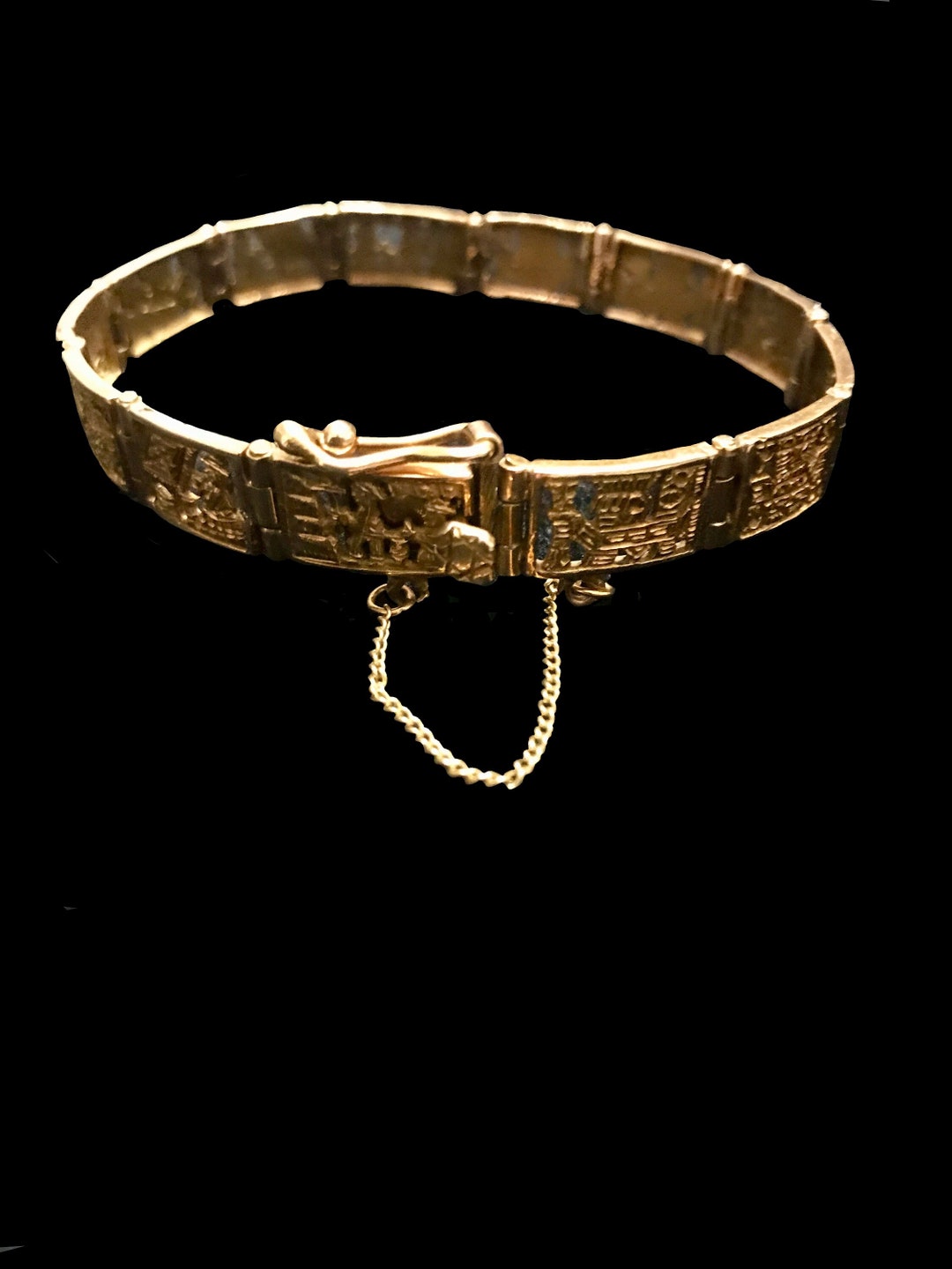 RARE 30s-40s Peruvian 18k Solid Gold Filigree Link Bracelet, Estate ...