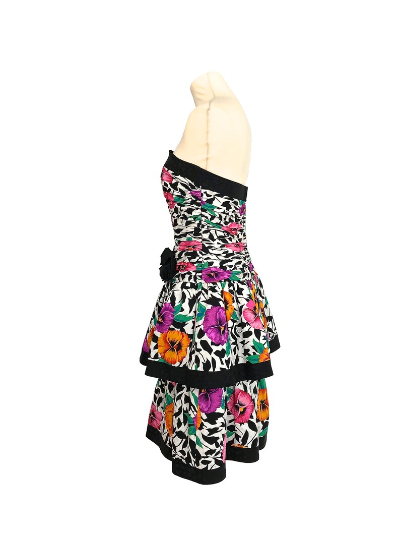 80s 100% Moire Silk A. J. Bari Ra-ra Dress Tropical Hawaiian - Etsy