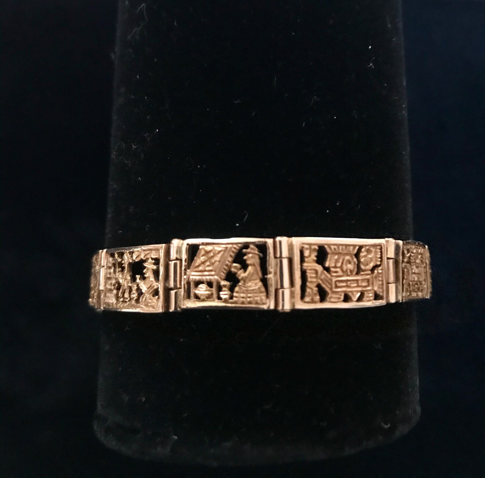 RARE 30s-40s Peruvian 18k Solid Gold Filigree Link Bracelet, Estate ...