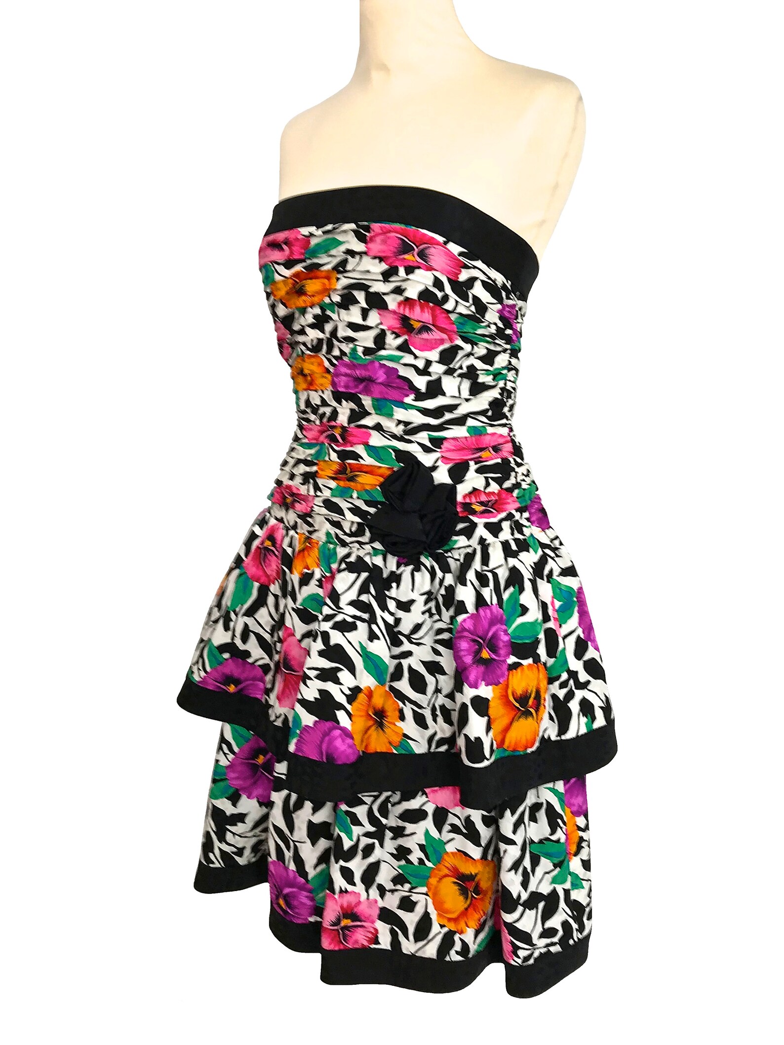 80s 100% Moire Silk A. J. Bari Ra-ra Dress Tropical Hawaiian - Etsy