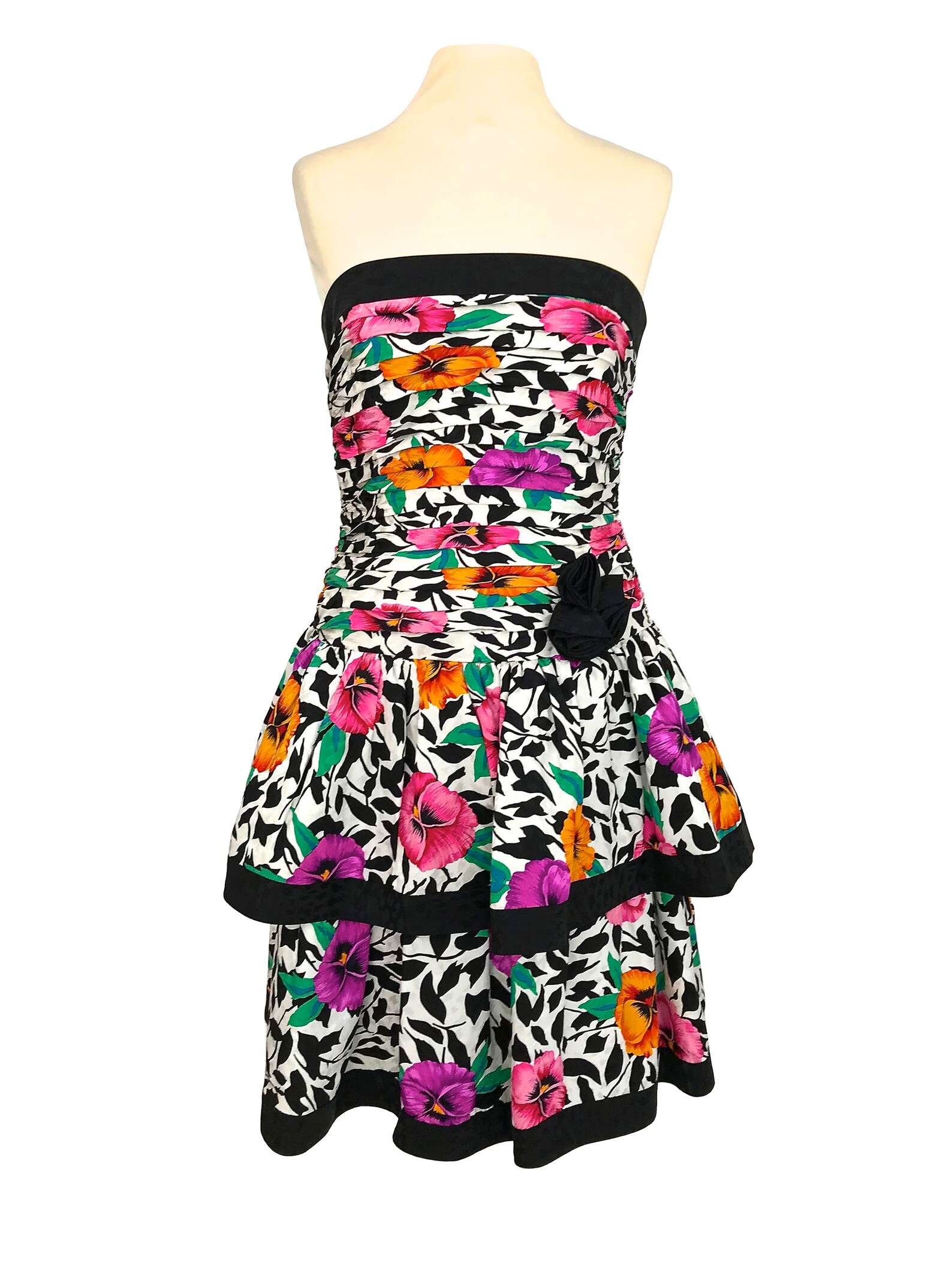 80s 100% Moire Silk A. J. Bari Ra-ra Dress Tropical Hawaiian - Etsy