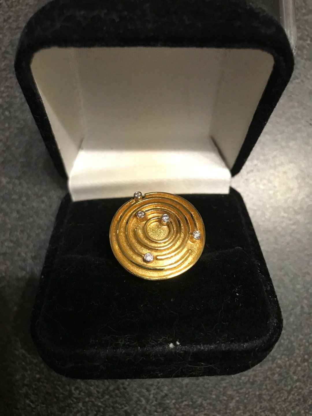 18k Solid Gold & 5 Diamonds Ancient Greek Revival Ring, Fine Jewelry ...