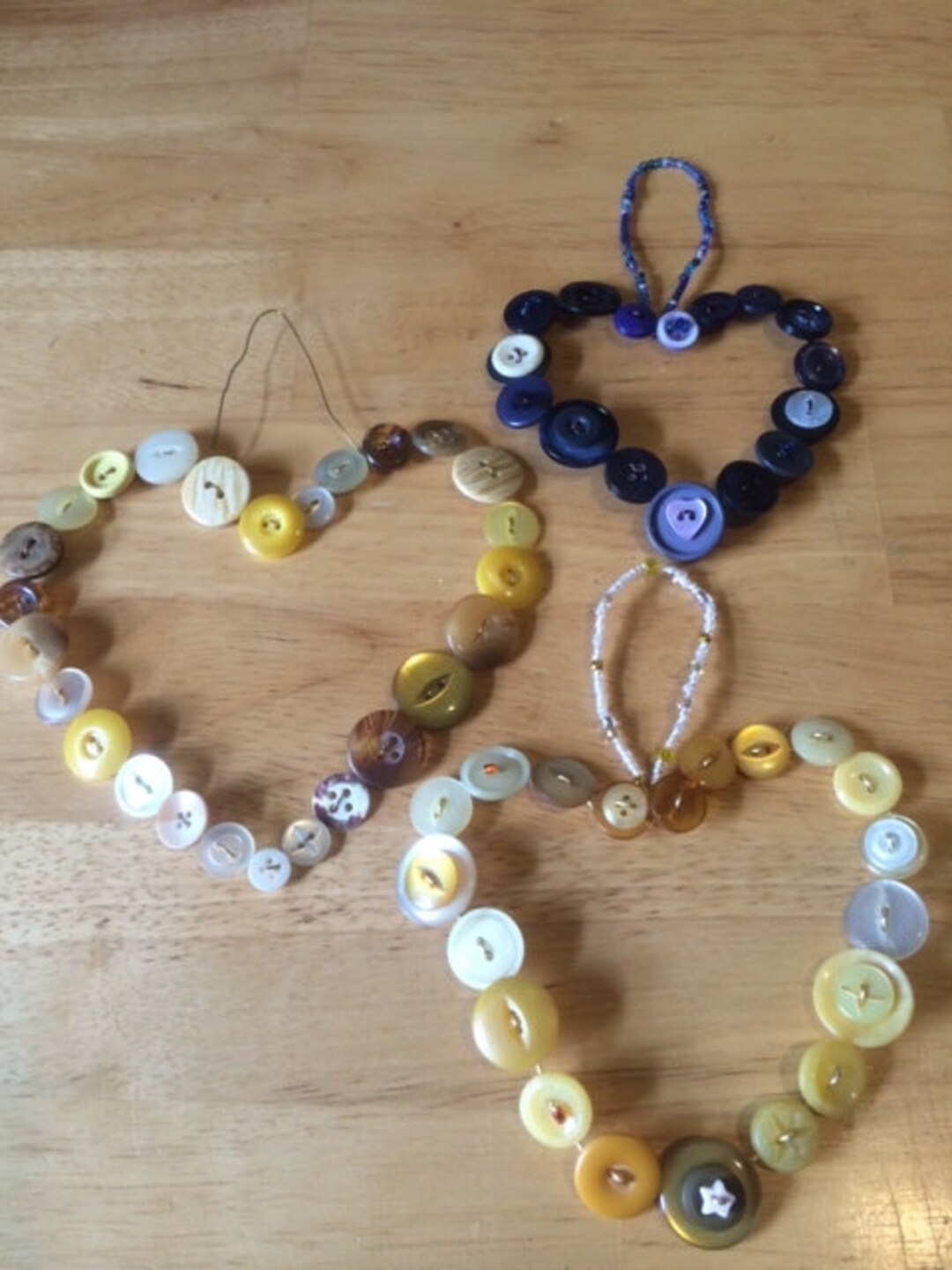 Beautiful Hand Made Hanging Wire and Button Hearts, Ideal for That ...