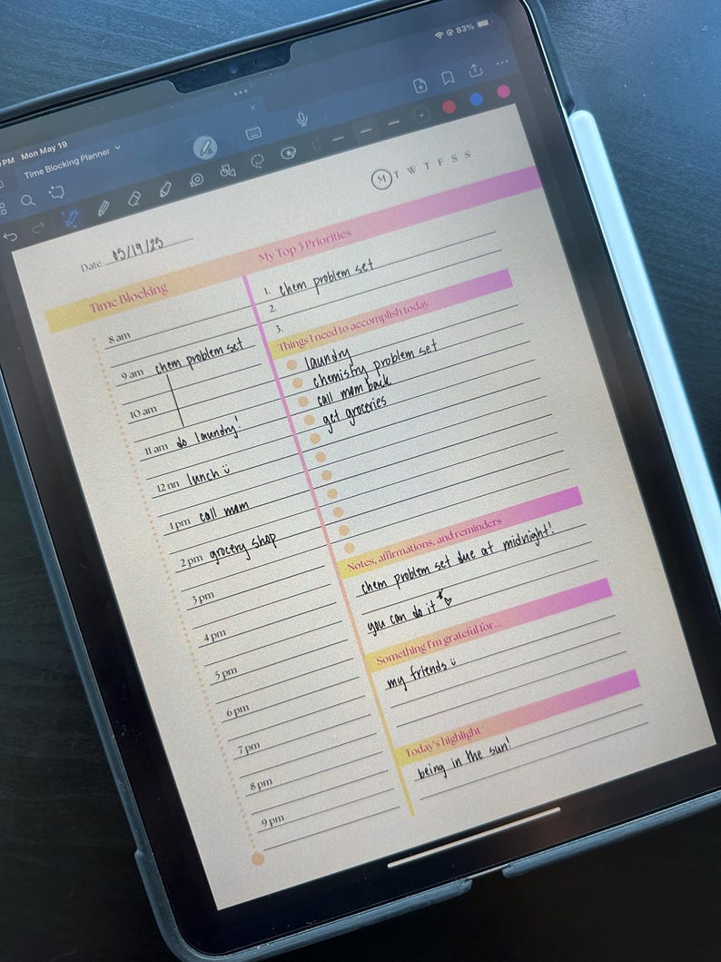 Daily Time Blocking Planner Digital Template Printable Productivity ...