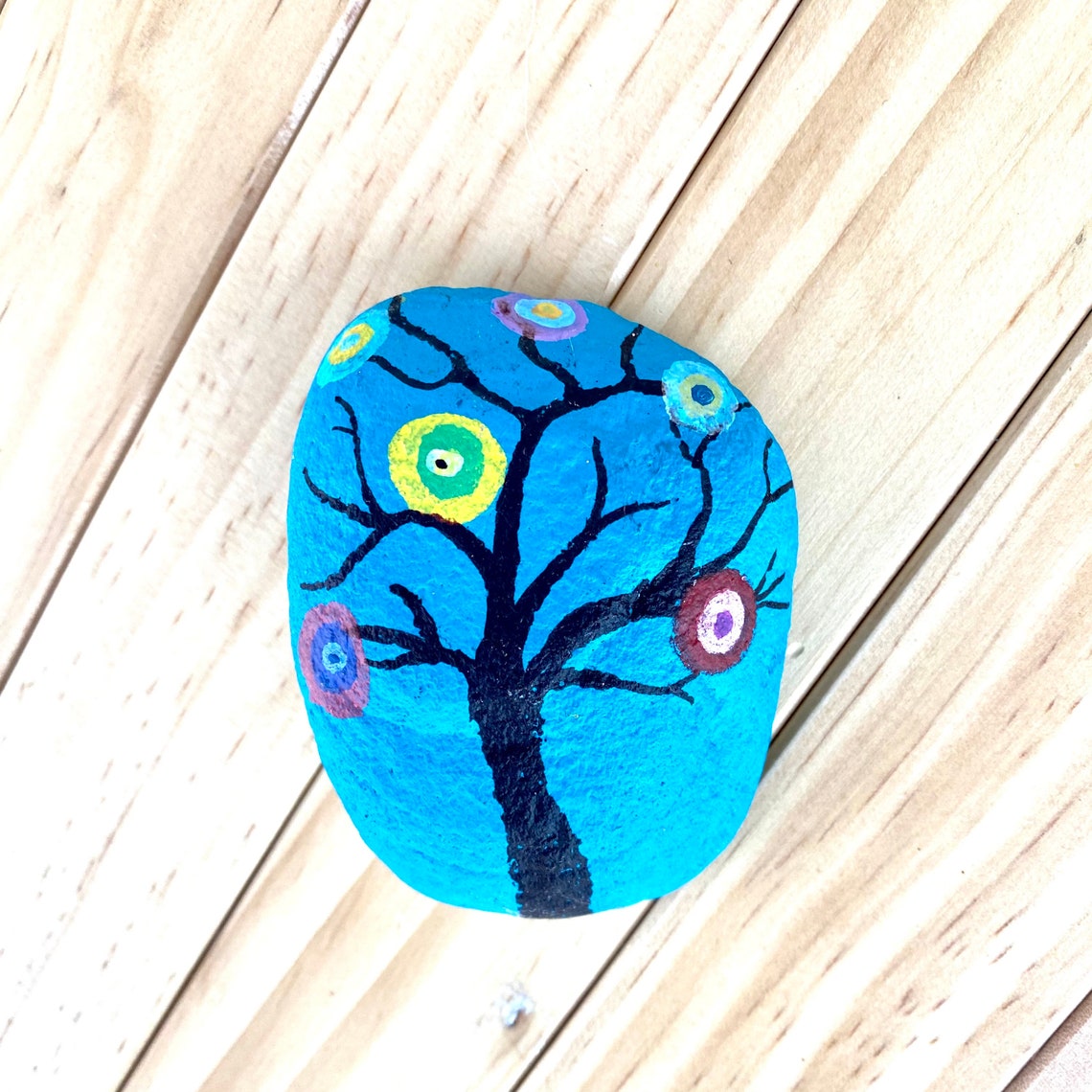 Hand Painted Stone tree | Etsy