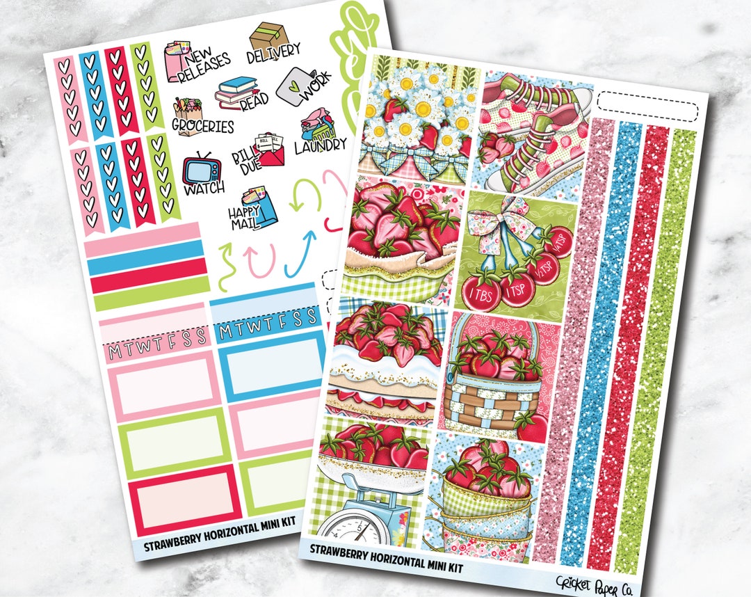HORIZONTAL Planner Stickers Mini Kit Strawberry - Etsy
