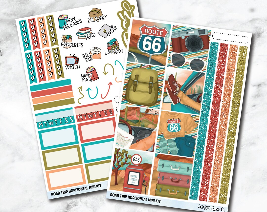 HORIZONTAL Planner Stickers Mini Kit Road Trip - Etsy