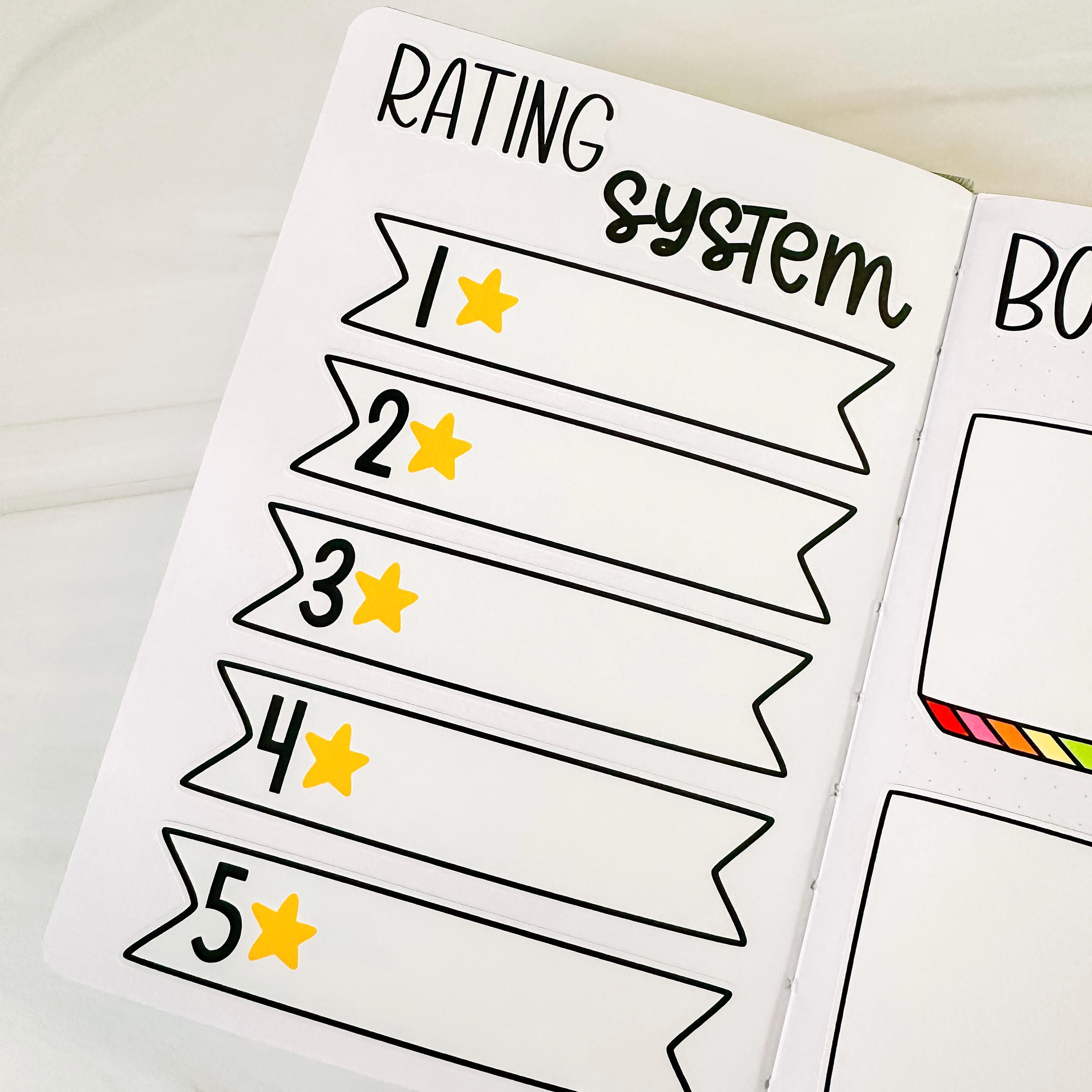 Book Rating System Tracker Book Journal Stickers - Etsy