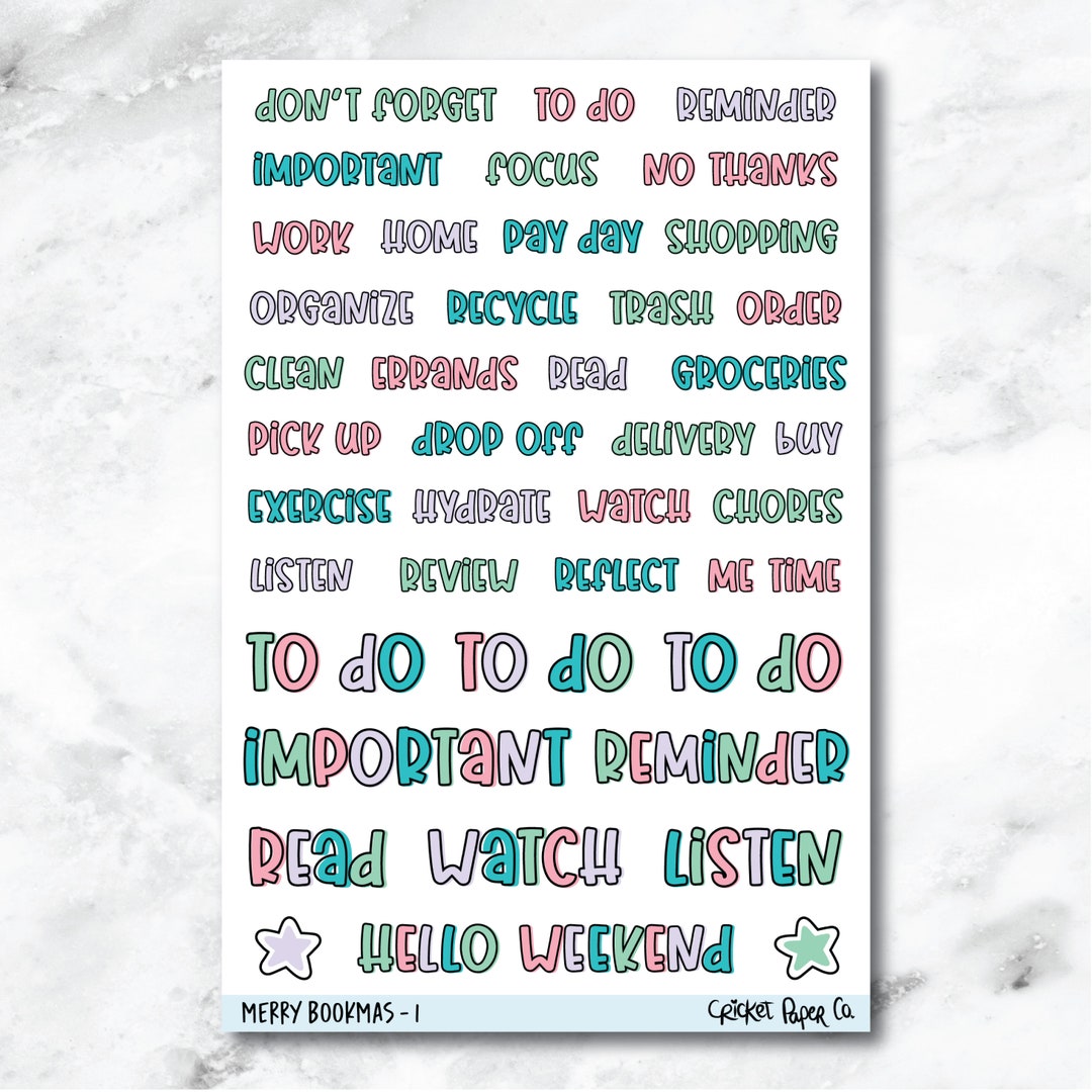Merry Bookmas Typeface Journaling and Planner Stickers I - Etsy