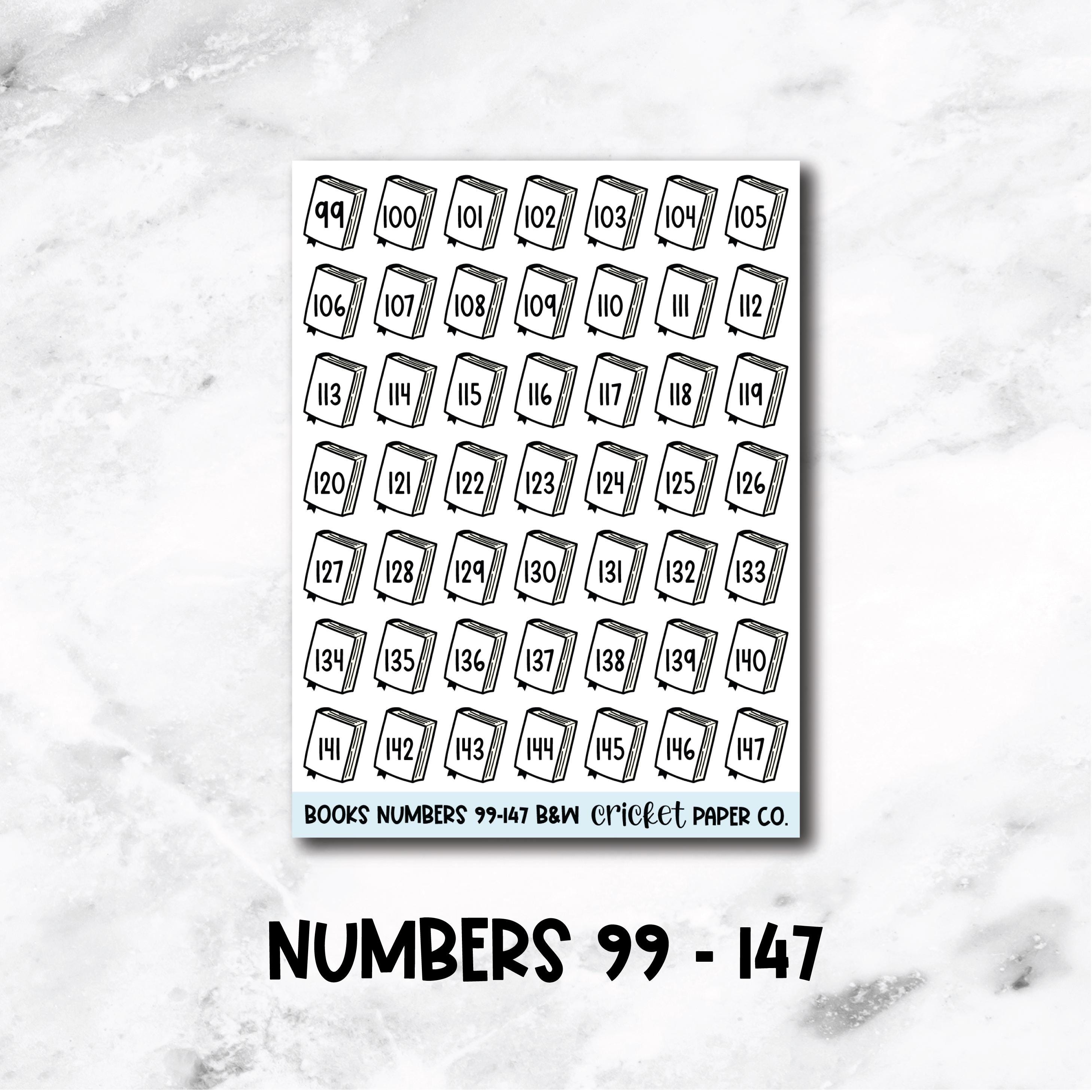 Book Numbers Reading Tracker Book Journal Stickers - Black & White - Etsy