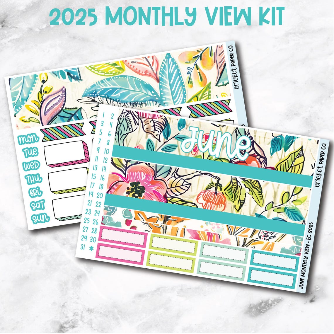 June Monthly View Planner Sticker Kit - Etsy