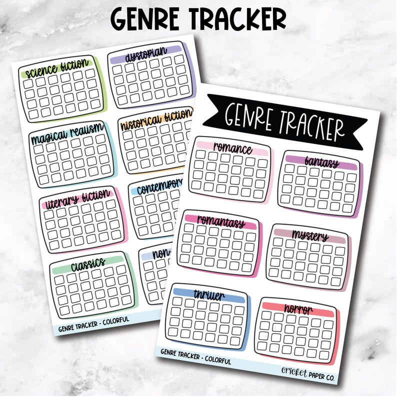 Book Genre Reading Tracker Book Journal Stickers - Colorful - Etsy