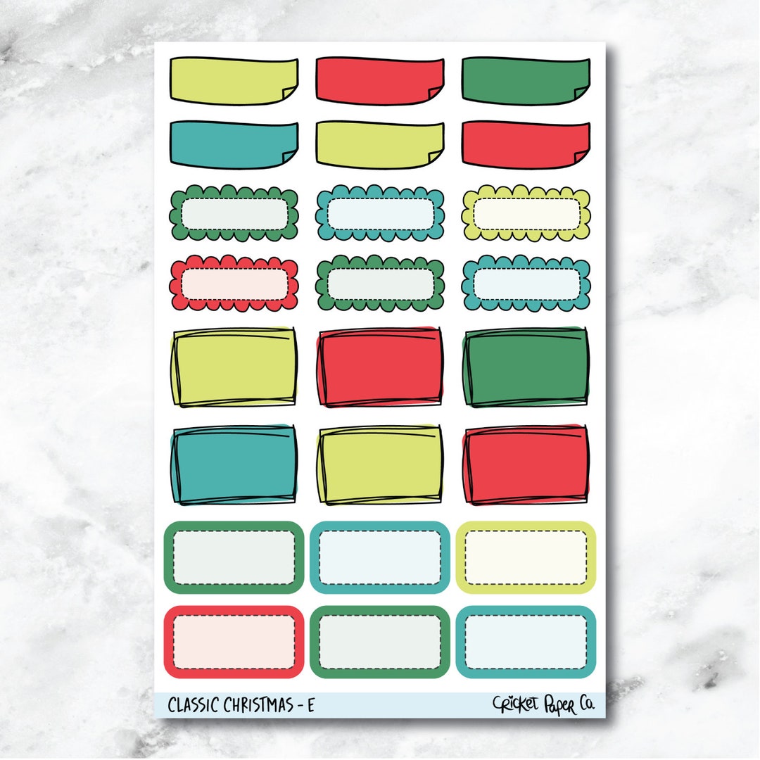 Classic Christmas Doodle Boxes Journaling and Planner Stickers E - Etsy