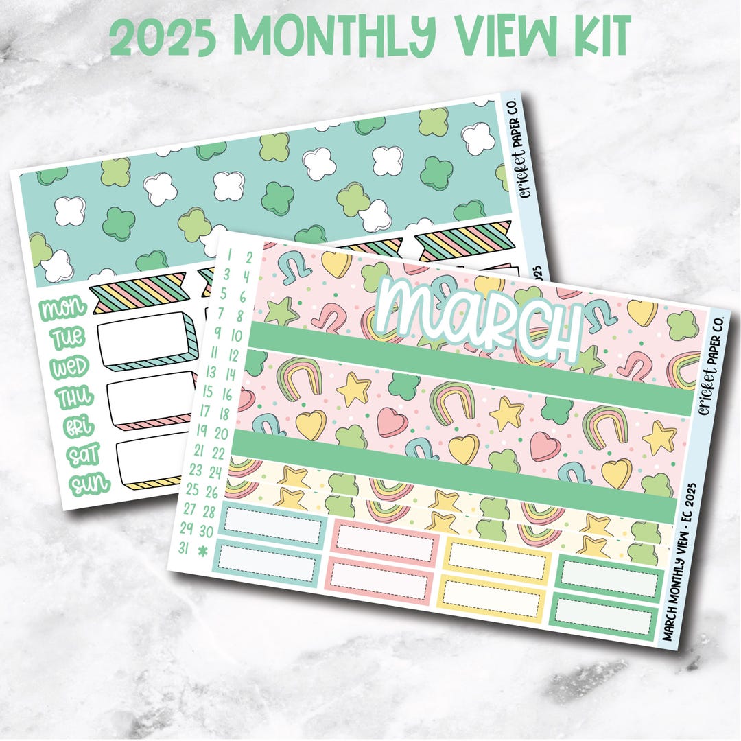March Monthly View Planner Sticker Kit - Etsy