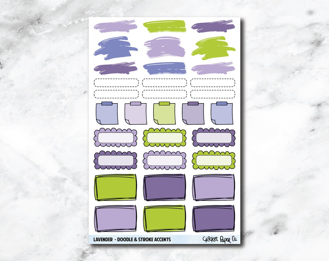Doodle & Stroke Accents Planner Stickers Lavender - Etsy