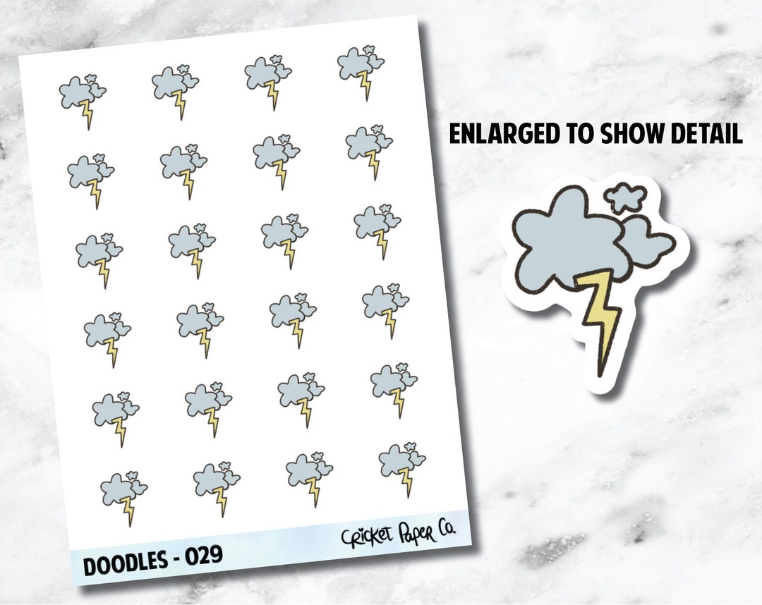 Storm, Lightning, Storm Clouds, Thunderstorm Weather Hand Drawn Doodles ...