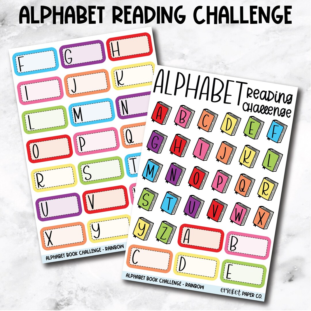 Alphabet Reading Challenge Book Journal Stickers - Rainbow - Etsy