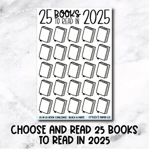 25 Books to Read in 2025 Book Journal Stickers - Black & White - Etsy