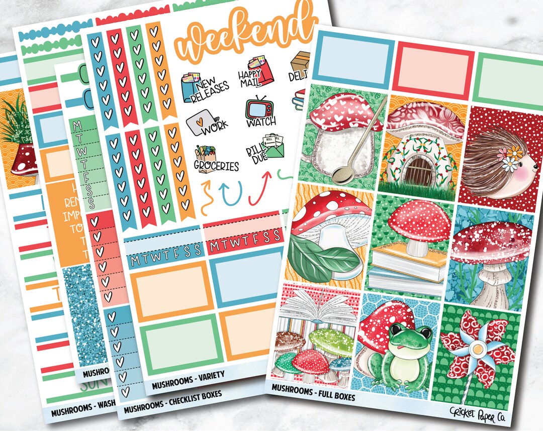 FULL KIT Planner Stickers Mushrooms - Etsy