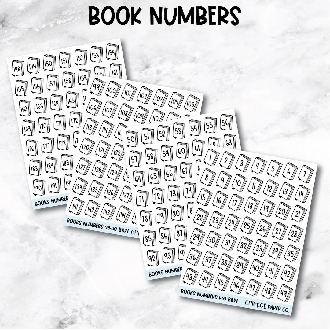 Book Numbers Reading Tracker Book Journal Stickers - Black & White - Etsy