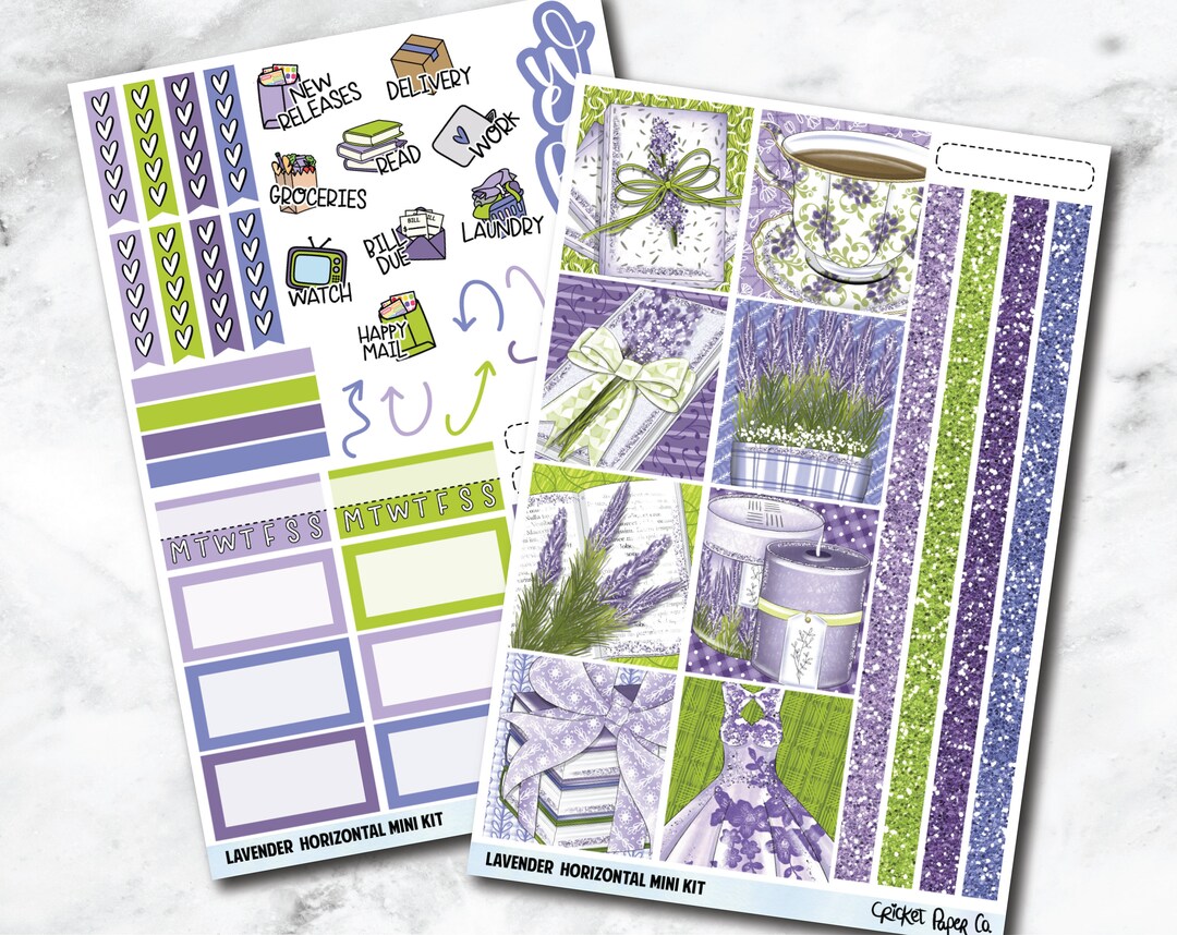 HORIZONTAL Planner Stickers Mini Kit Lavender - Etsy