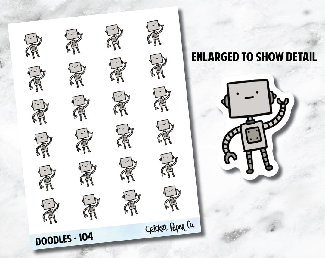 Robotics Club, Robot, Programming Hand Drawn Doodles - 104 - Etsy