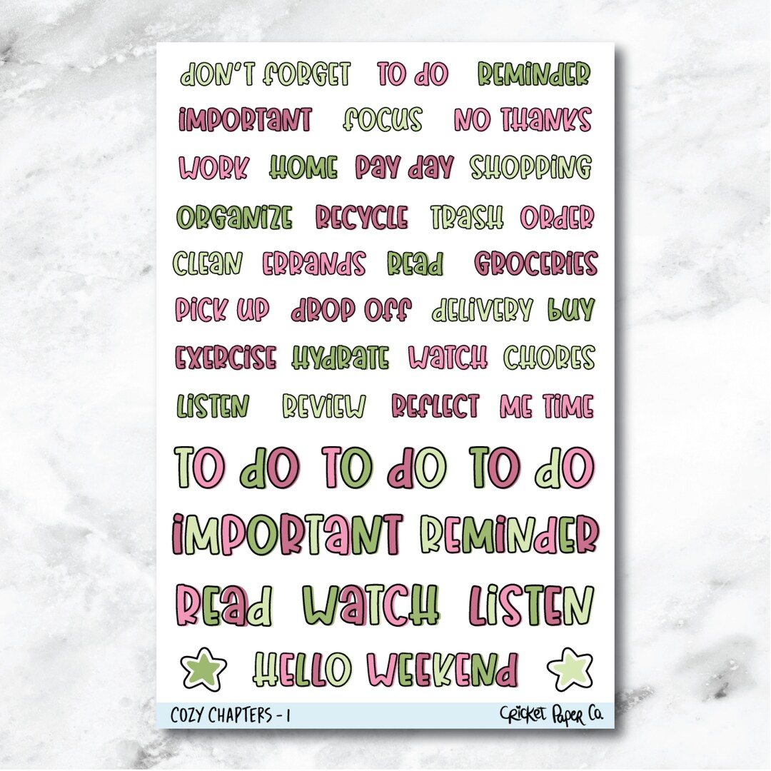 Cozy Chapters Typeface Journaling and Planner Stickers I - Etsy