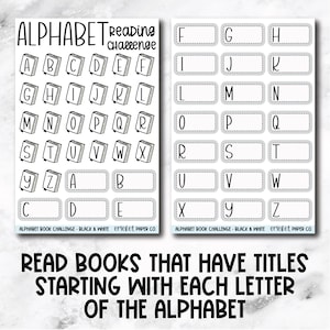 Alphabet Reading Challenge Book Journal Stickers - Black & White - Etsy