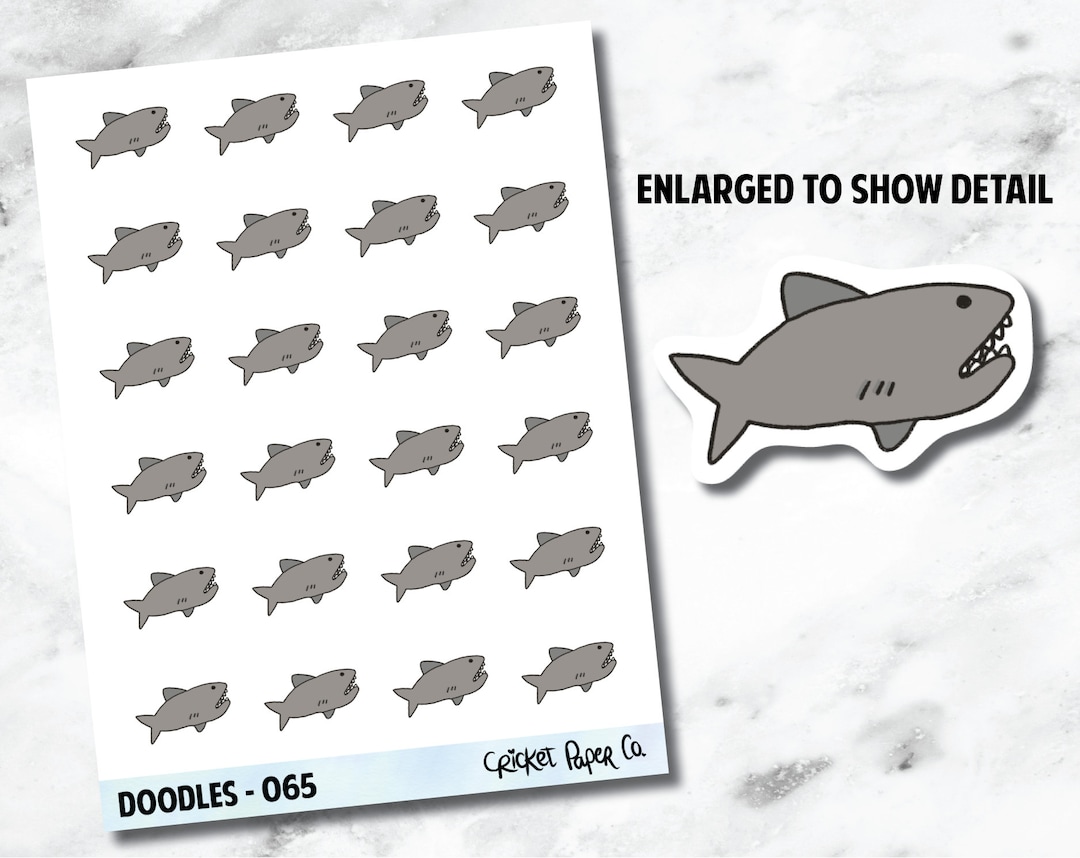 Shark, Shark Week, Period Reminder or Tracker Hand Drawn Doodles 065 - Etsy