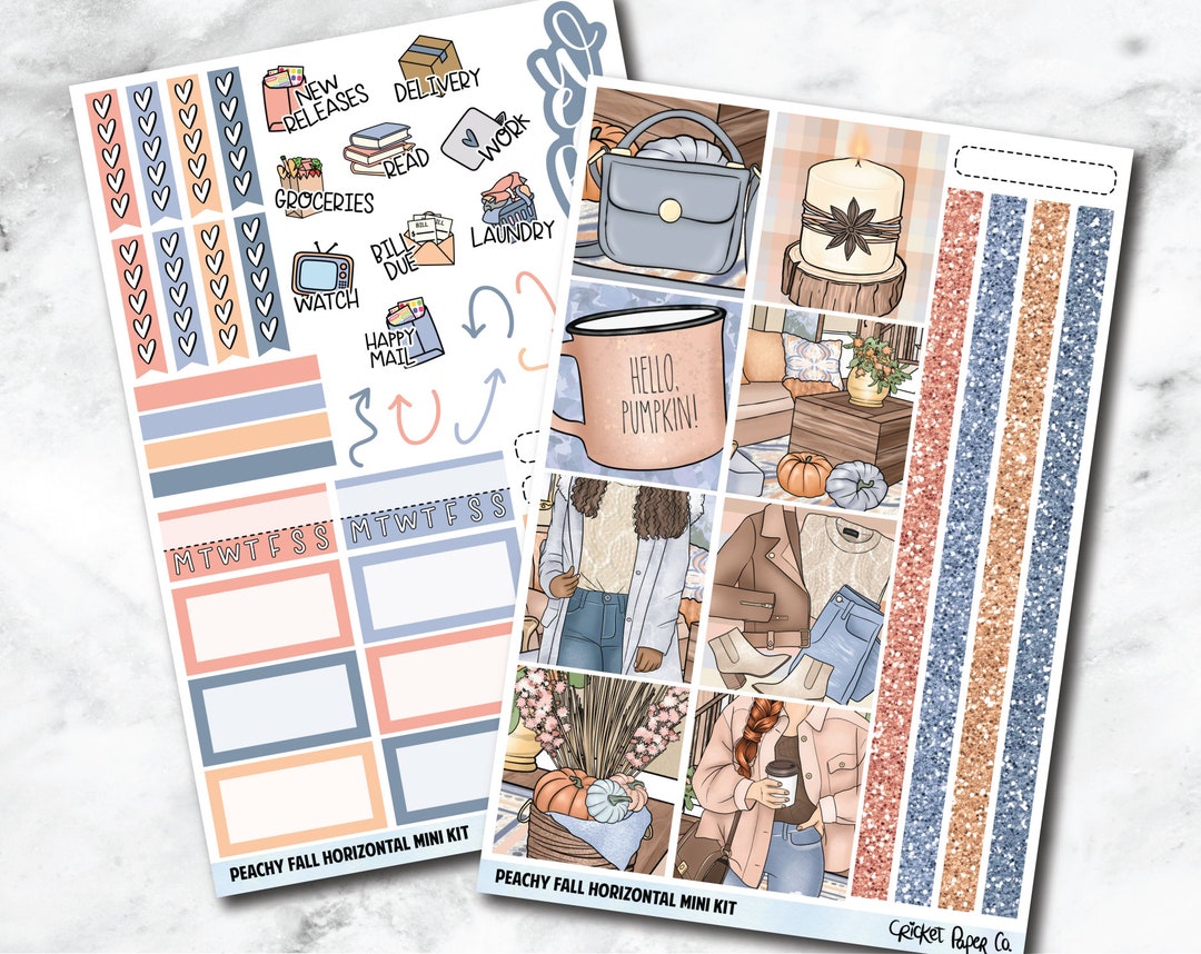 HORIZONTAL Planner Stickers Mini Kit Peachy Fall - Etsy