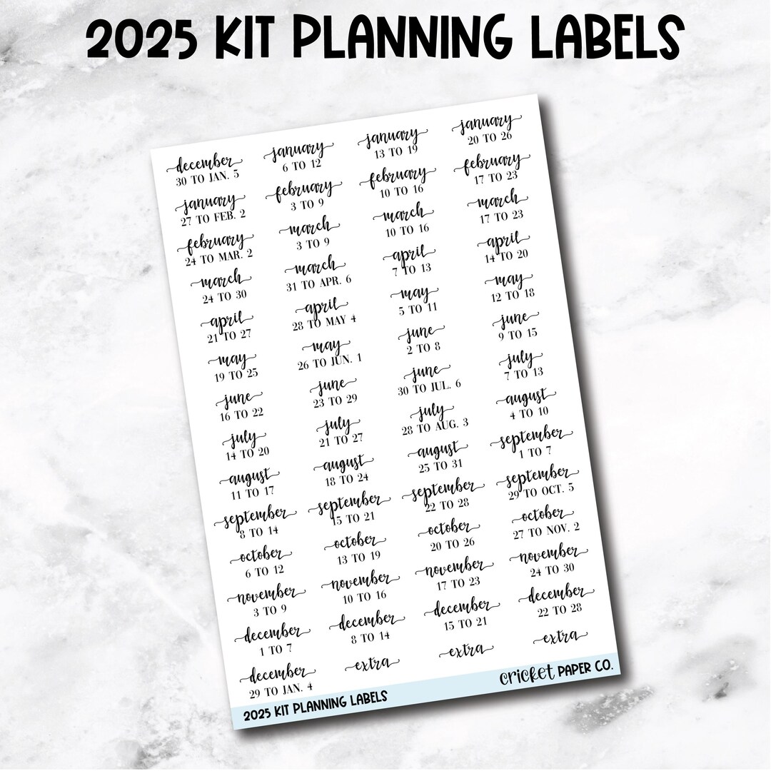 2025 Weekly Kit Planning Labels - Planner Stickers - Etsy