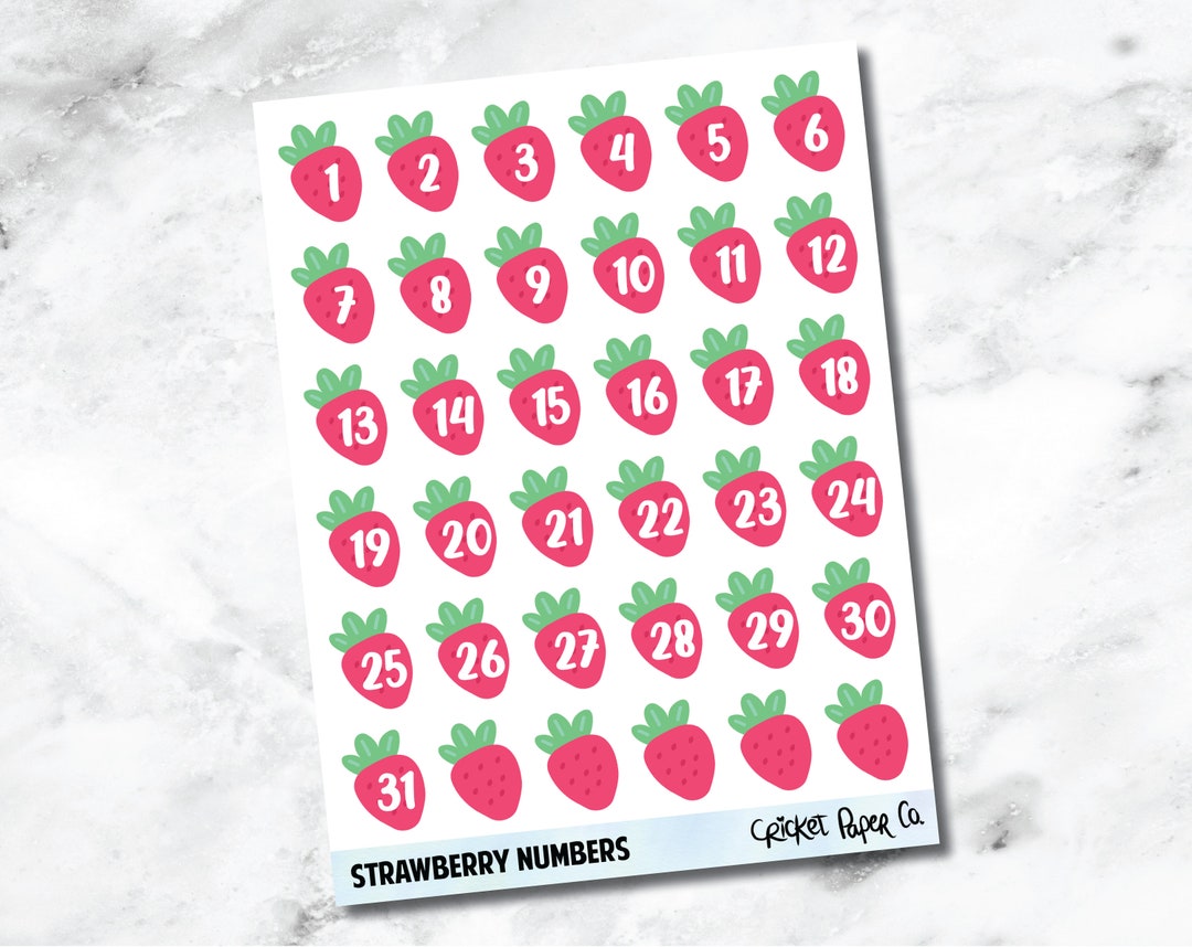 Decorative Date Number Planner Stickers - Strawberry - Etsy